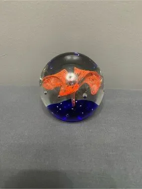 Handmade | Art | Hand Blown Orange Lily Flower Bubble Sphere ...